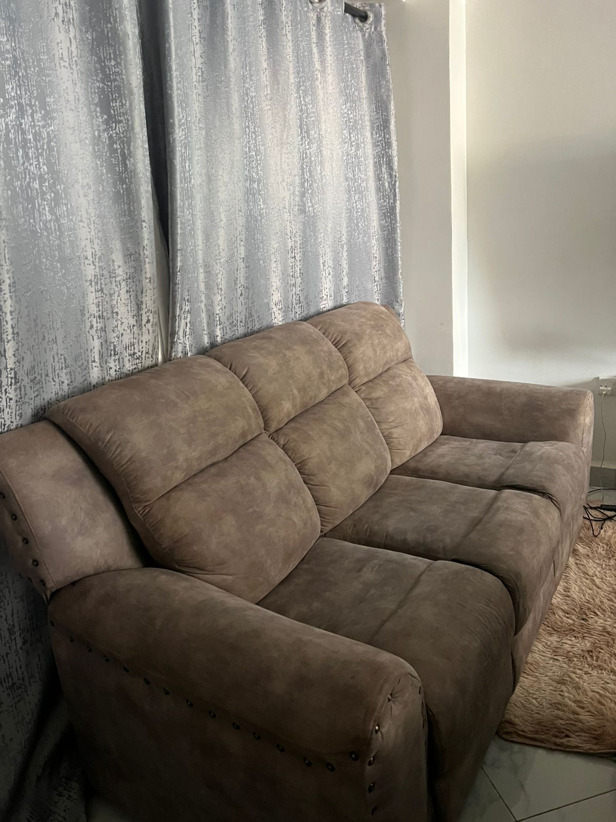 GREY 3-SEATER SEMI-RECLINER SOFA | Corido Marketplace